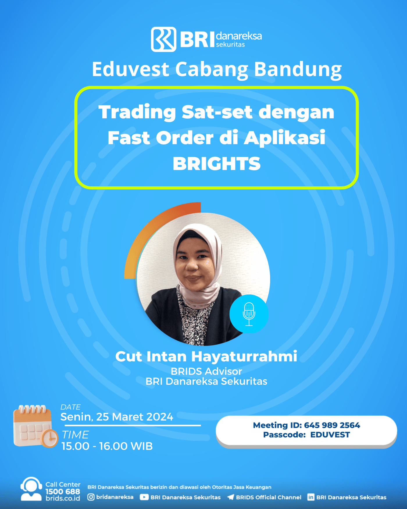 Trading Sat-sets with Fast Orders on the BRIGHTS Application